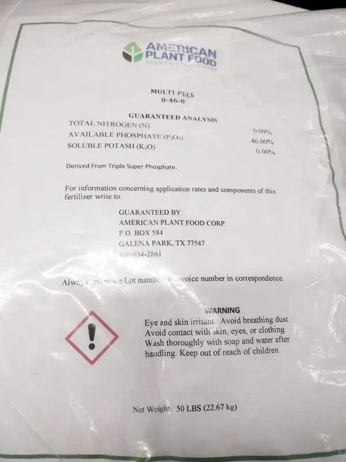 Triple Super Phosphate 0-46-0 15% Ca 50 lb | TSP Fertilizer – Custom Hydro